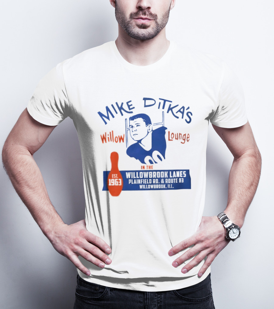 Mike Ditka's Willow Lounge Northwest Highway Chicago Retro Blue And Orange Appeal T-Shirt