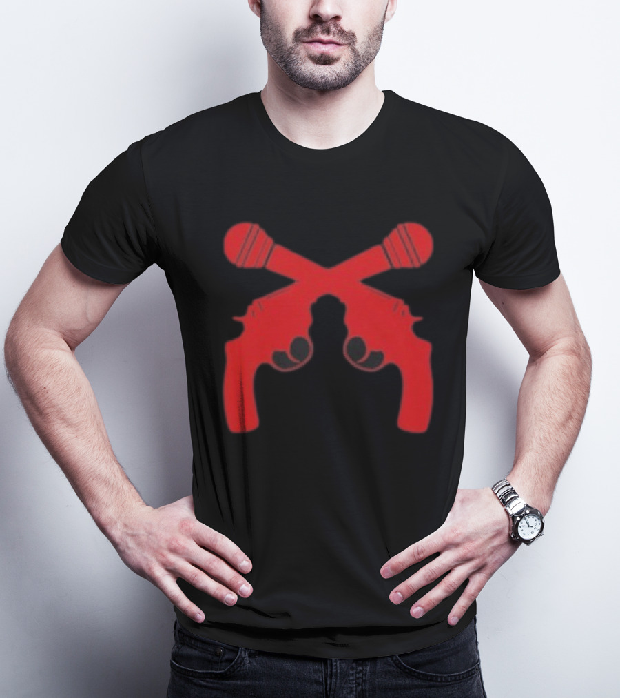 Kill Tony Ask Me About My Big Joke Book Microphones Crossed With Guns T-Shirt