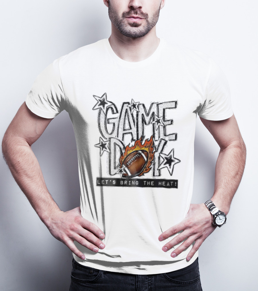Game Day Football Let's Bring The Heat Flames Stars T-Shirt