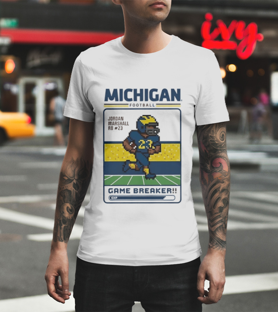 Jordan Marshall Michigan Football Game Breaker Pixel Art #21 T-Shirt