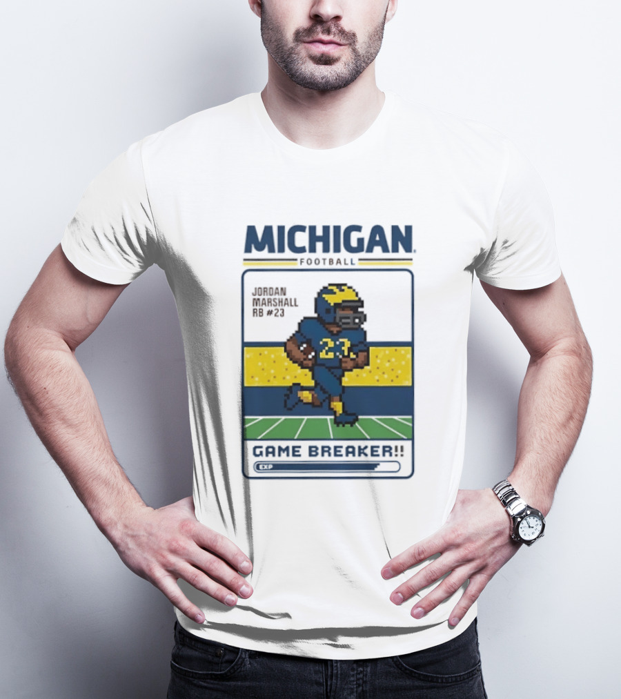 Jordan Marshall Michigan Football Game Breaker Pixel Art #21 T-Shirt