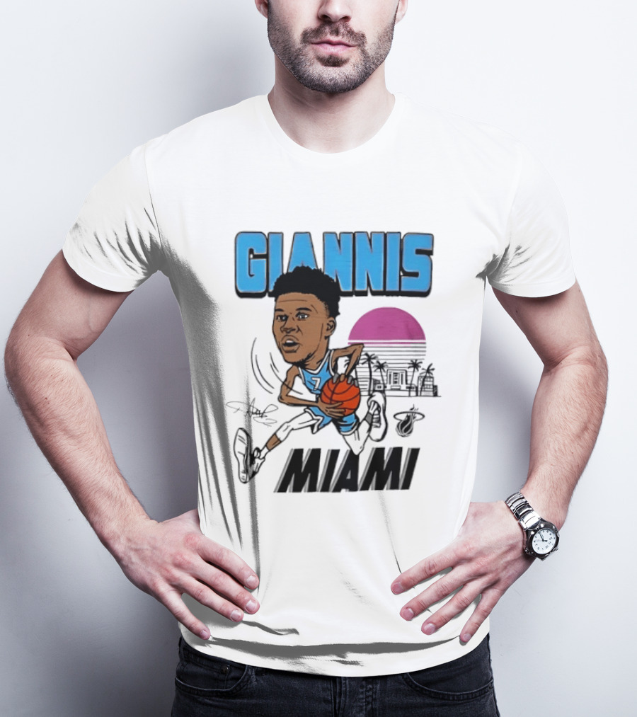 Giannis Antetokounmpo Vice City Miami Heat Caricature T-Shirt