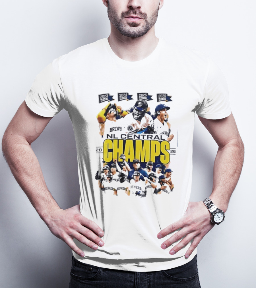 Milwaukee Brewers 2026 NL Central Champs Banner With Team Players T-Shirt