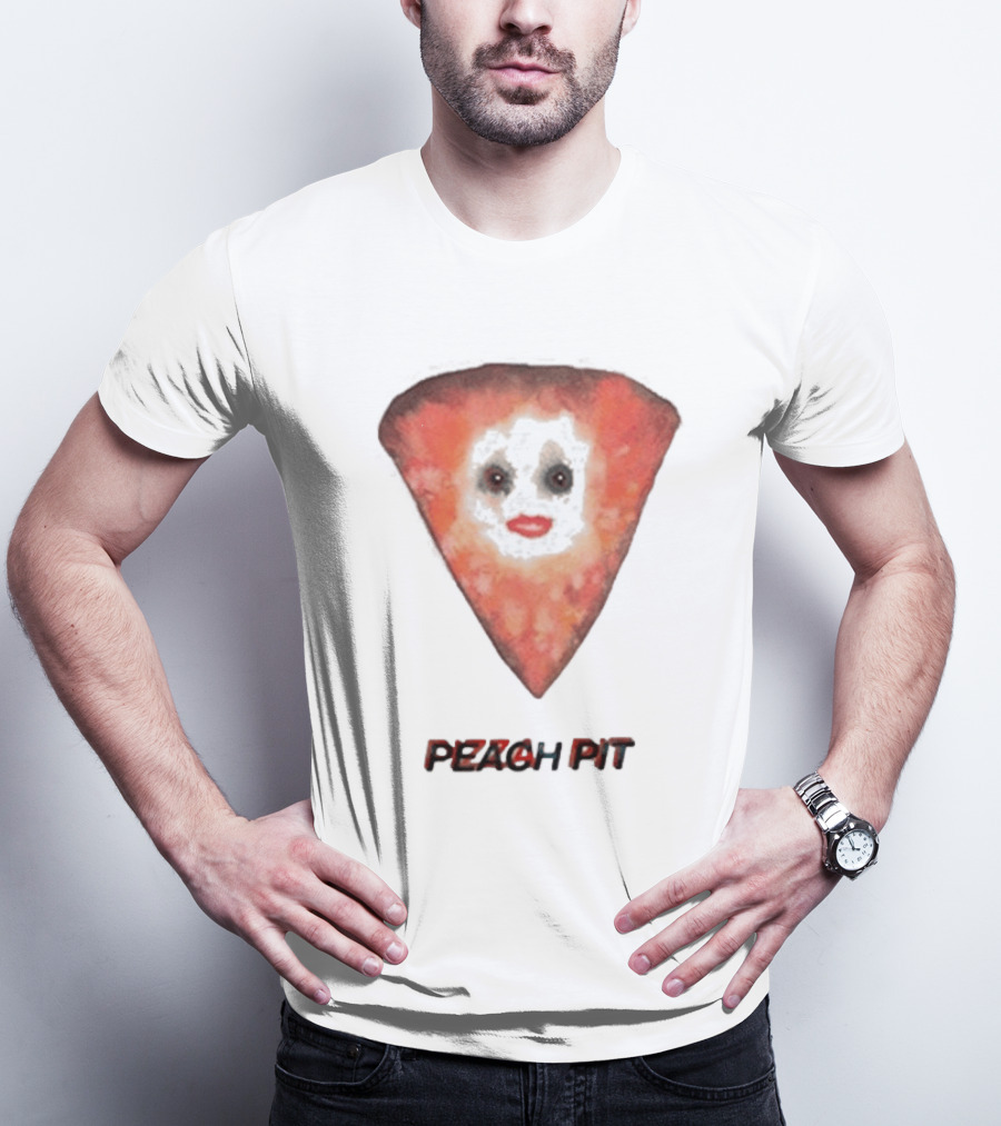Peach Pit Pizza Slice Clown Face T-Shirt