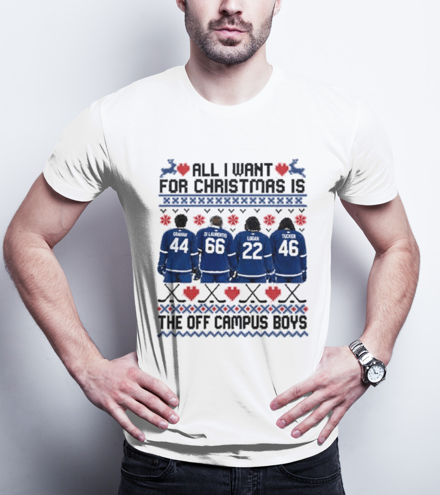 Toronto Maple Leafs All I Want For Christmas Is The Off Campus Boys Ugly Christmas Sweater T-Shirt