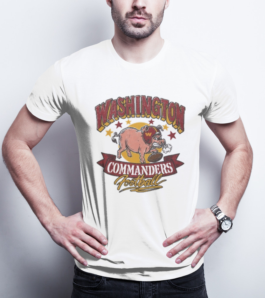 Washington Commanders Football Angry Pig Helmet Stars T-Shirt