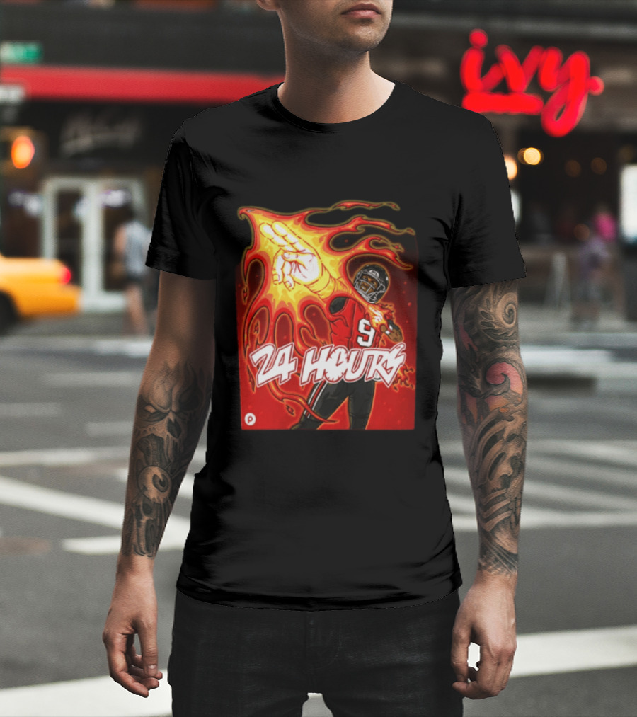 24 Hours Michael Penix Jr Atlanta Falcons NCAA Football 9 Flame T-Shirt