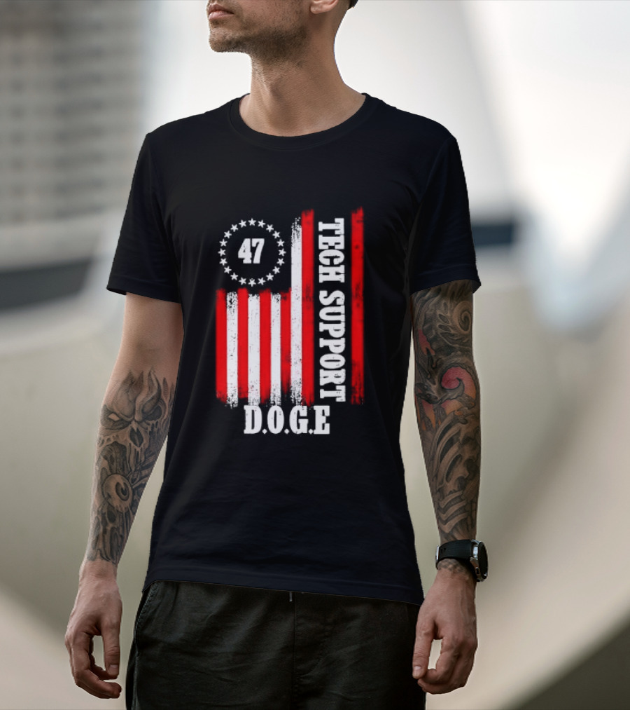 47 D.O.G.E. Tech Support American Flag T-Shirt