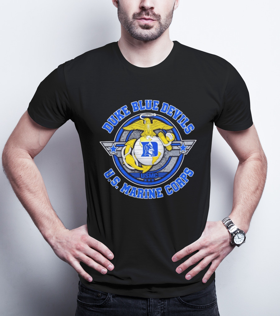 Duke Blue Devils US Marine Corps Semper Fidelis USMC Eagle Globe Anchor T-Shirt