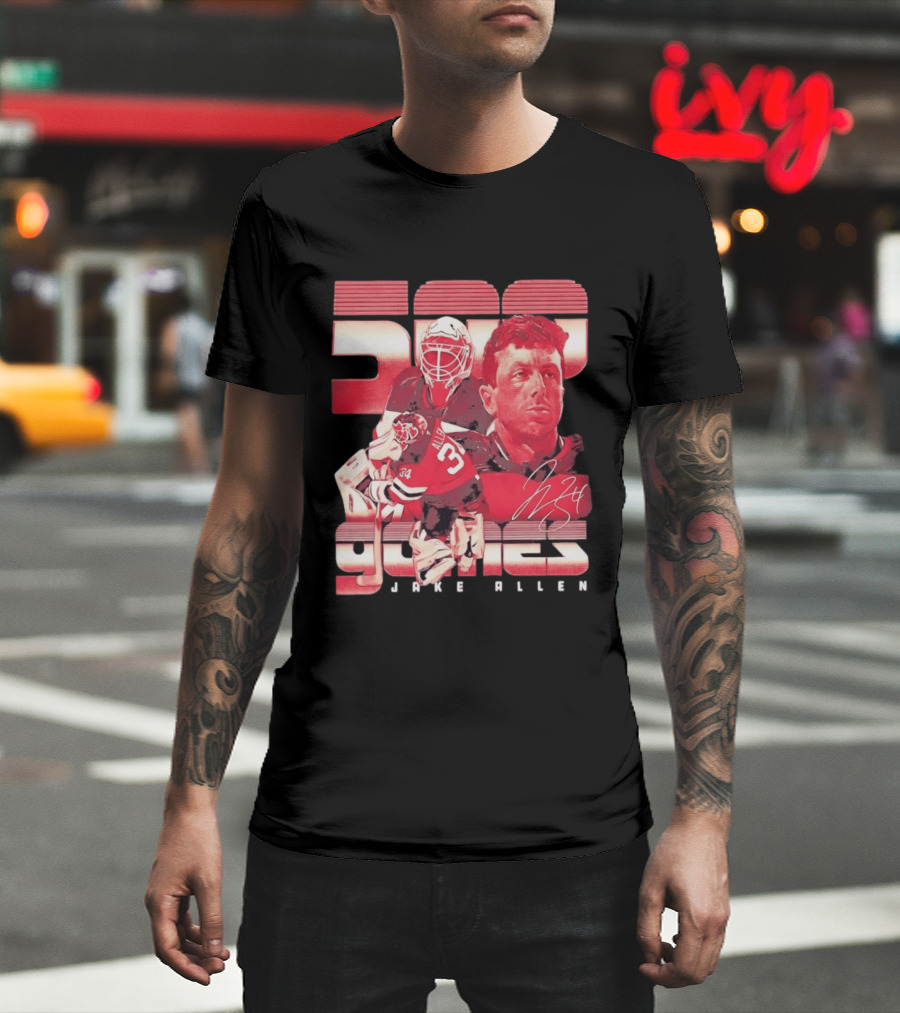 Jake Allen 500 Games New Jersey Devils Hockey 34 T-Shirt