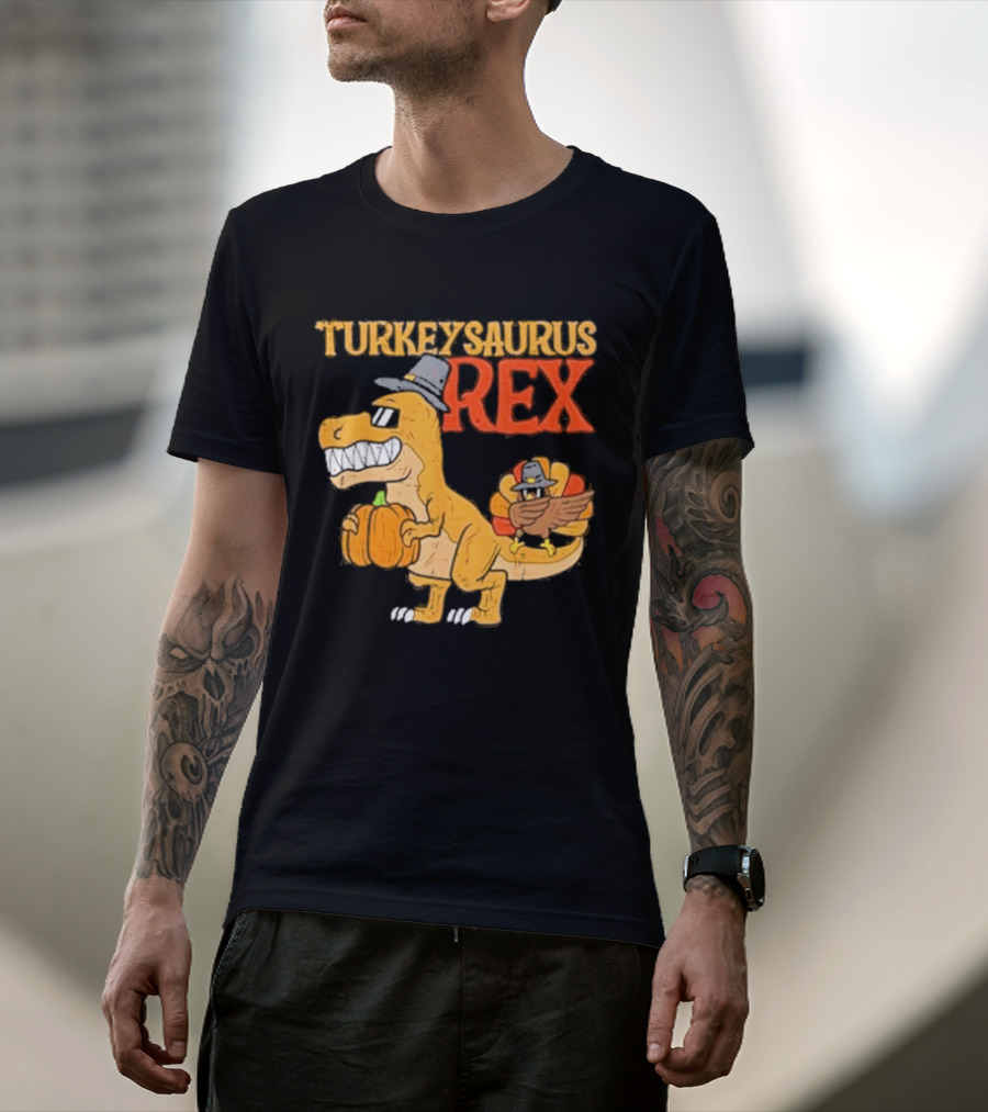 Turkeysaurus Rex Toddler Boys Thanksgiving Dab Turkey Dino 2024 T-Shirt