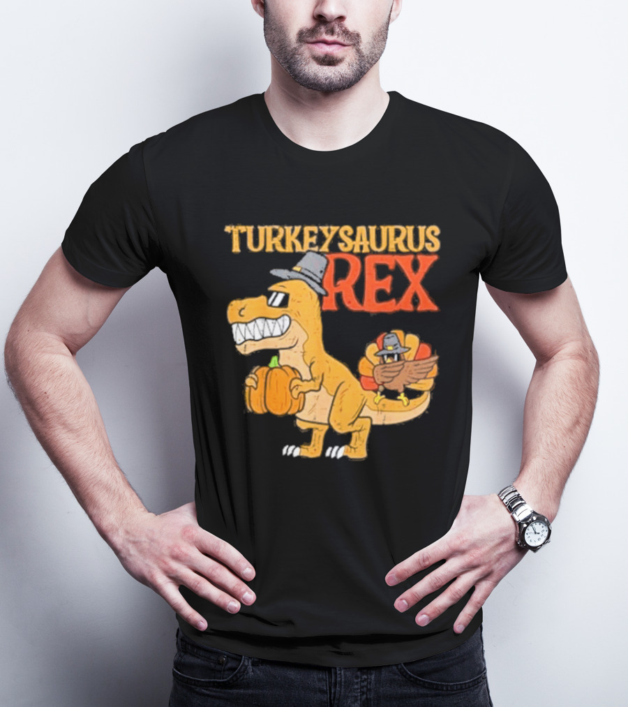 Turkeysaurus Rex Toddler Boys Thanksgiving Dab Turkey Dino 2024 T-Shirt
