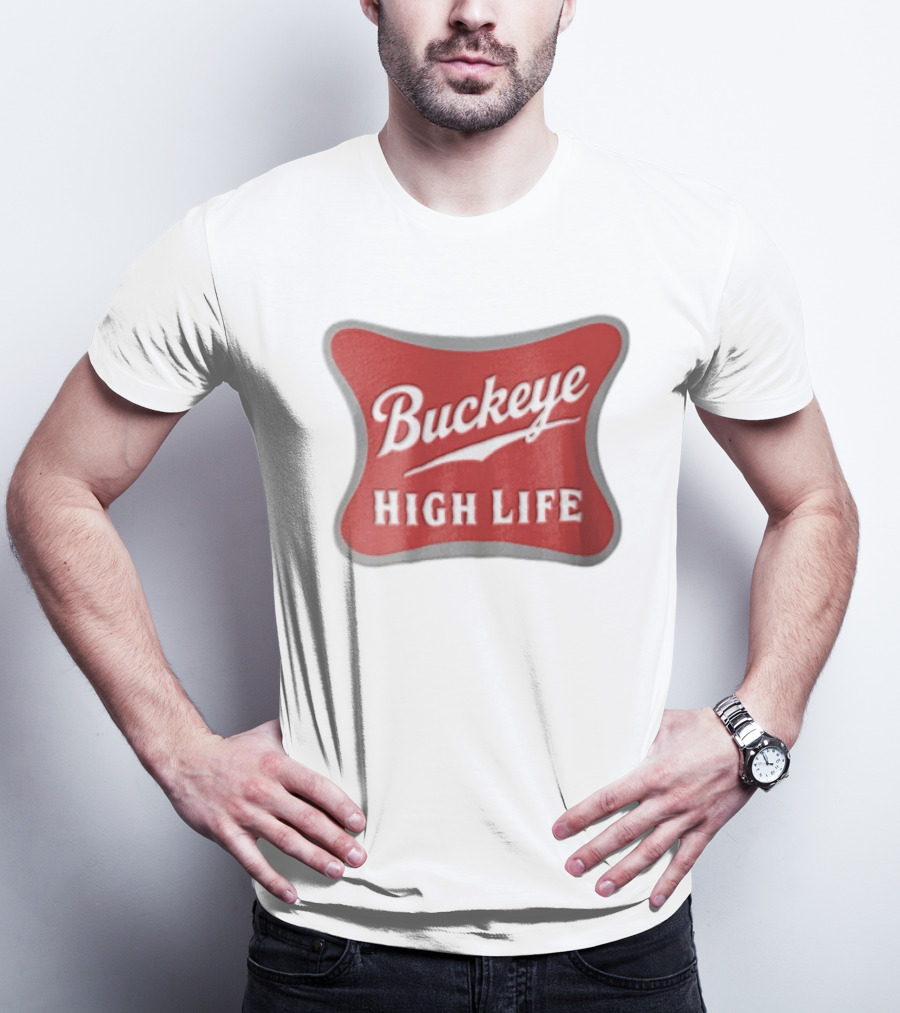 Buckeye High Life Red White Ohio State University T-Shirt