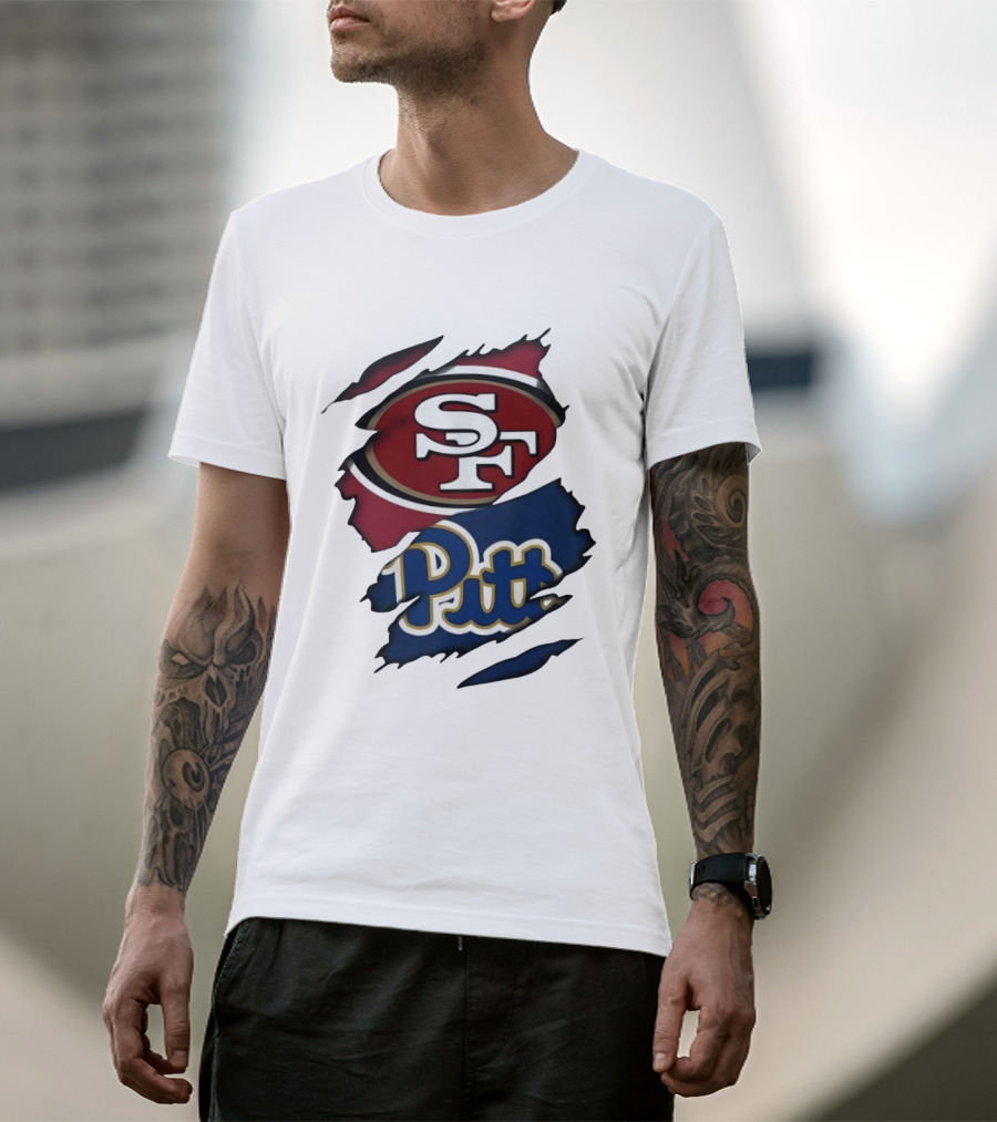 San Francisco 49ers SF Pittsburgh Panthers Pitt Distressed T-Shirt