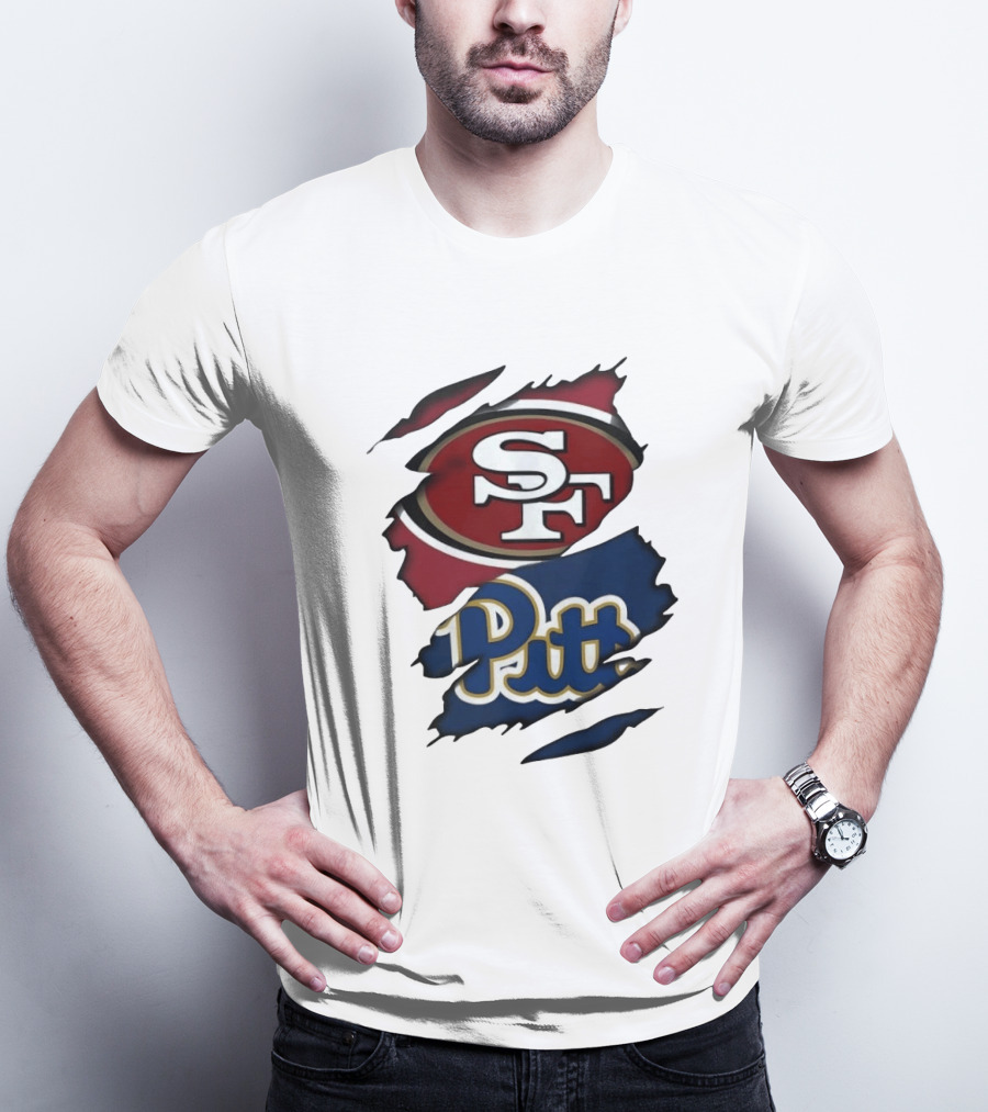 San Francisco 49ers SF Pittsburgh Panthers Pitt Distressed T-Shirt