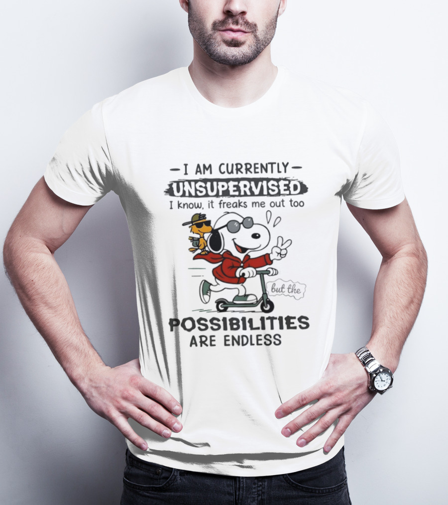 I Am Currently Unsupervised Snoopy Woodstock Possibilities Are Endless T-Shirt