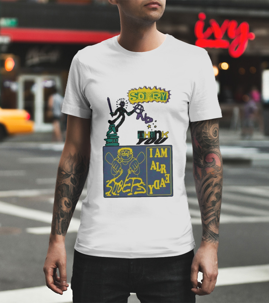 Sorry No Thank You I Am Already Sober Street Collage T-Shirt