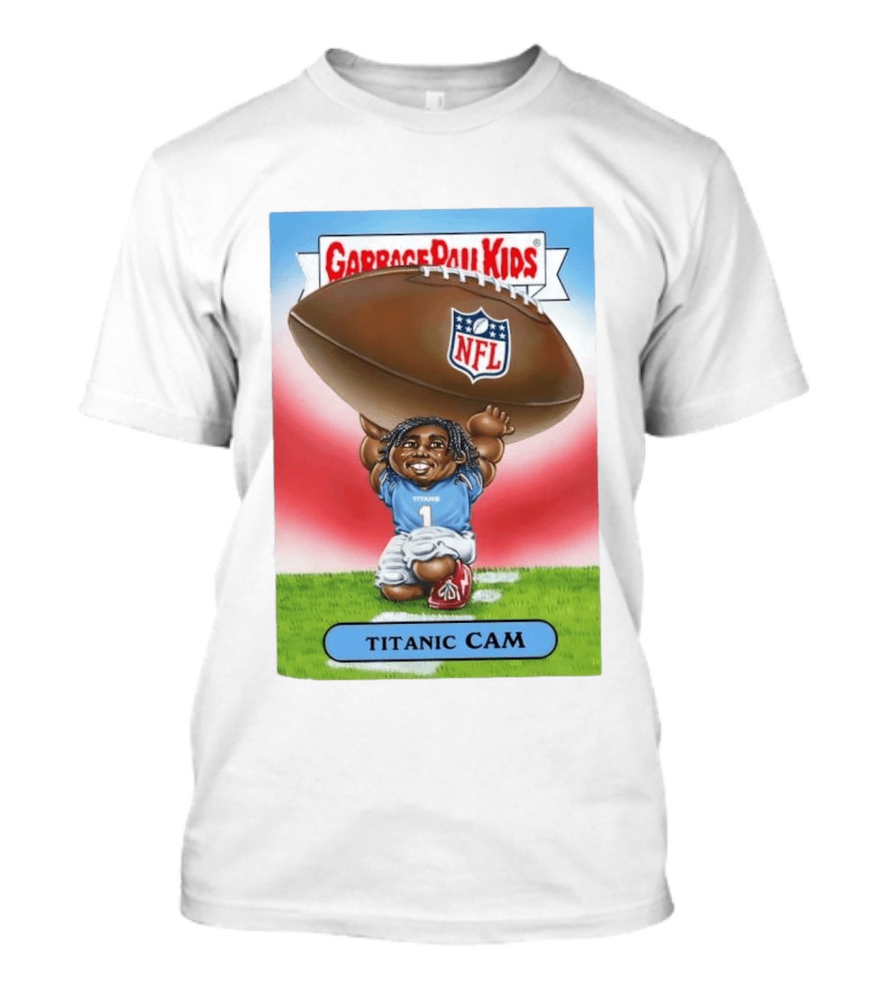 Garbage Pail Kids Titanic Cam NFL Tennessee Titans Card T-Shirt