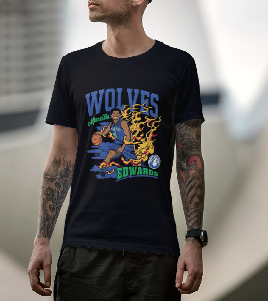 Minnesota Wolves Edwards Basketball Flame T-Shirt