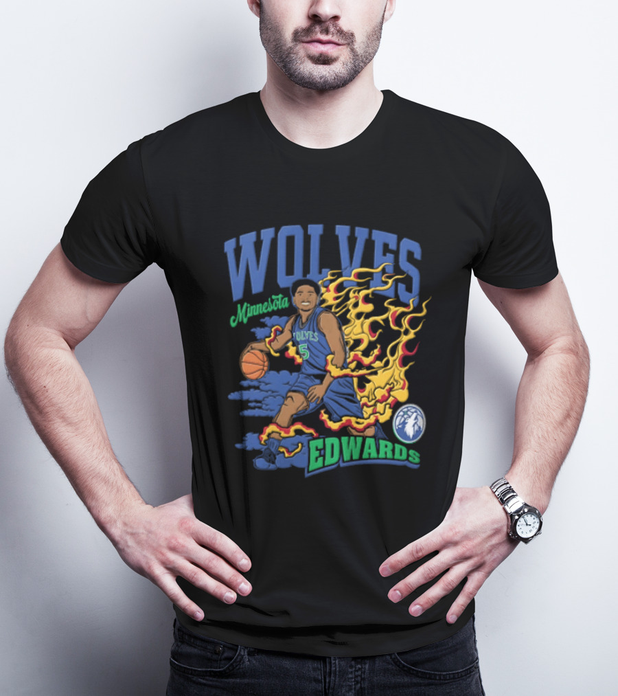 Minnesota Wolves Edwards Basketball Flame T-Shirt