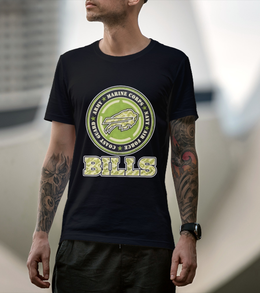 Buffalo Bills Camo Tribute Army Marine Corps Navy Air Force Coast Guard T-Shirt