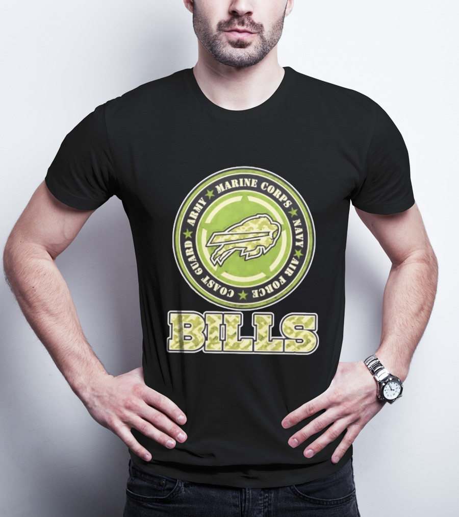 Buffalo Bills Camo Tribute Army Marine Corps Navy Air Force Coast Guard T-Shirt