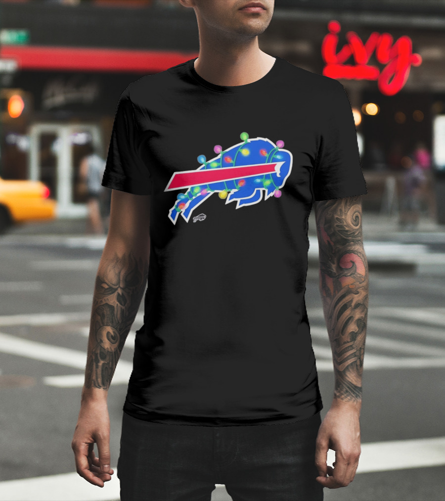 Buffalo Bills Christmas Holiday Lights Football Team Festive Celebration T-Shirt