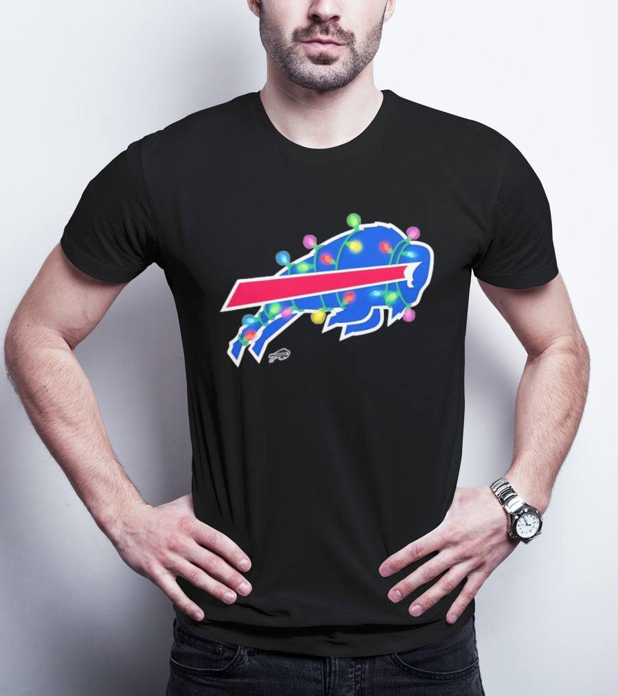 Buffalo Bills Christmas Holiday Lights Football Team Festive Celebration T-Shirt