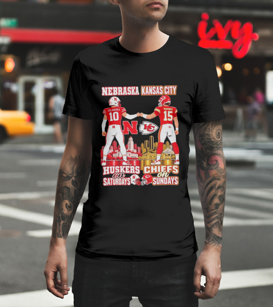 Nebraska Huskers Colandrea Saturdays Kansas City Chiefs Mahomes Sundays T-Shirt