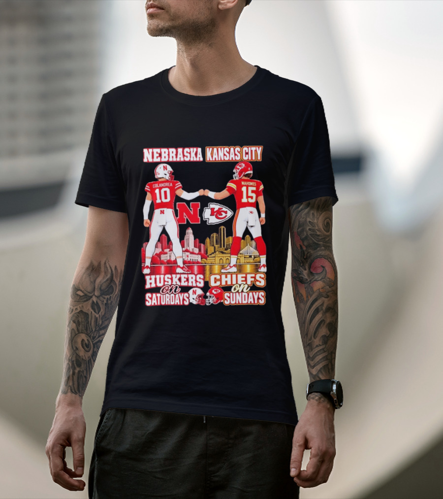 Nebraska Huskers Colandrea Saturdays Kansas City Chiefs Mahomes Sundays T-Shirt