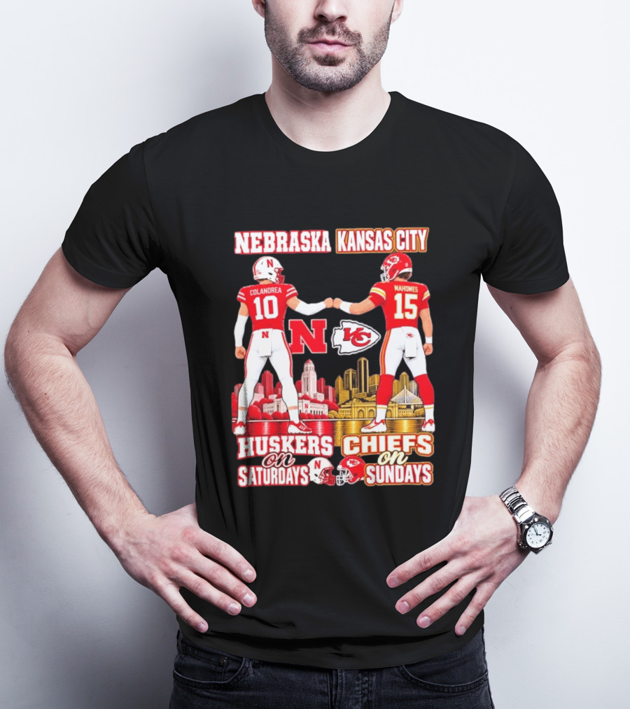 Nebraska Huskers Colandrea Saturdays Kansas City Chiefs Mahomes Sundays T-Shirt