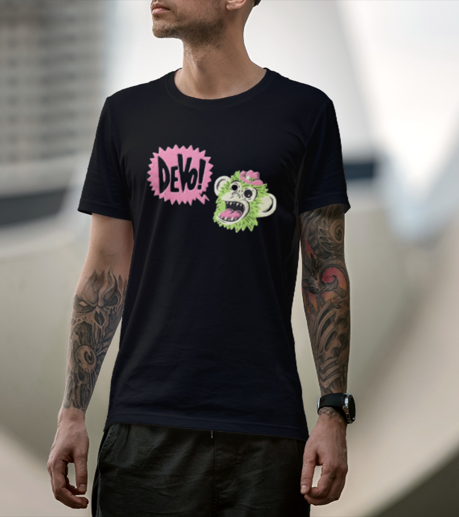 Devo Green Monkey Pink Hat T-Shirt