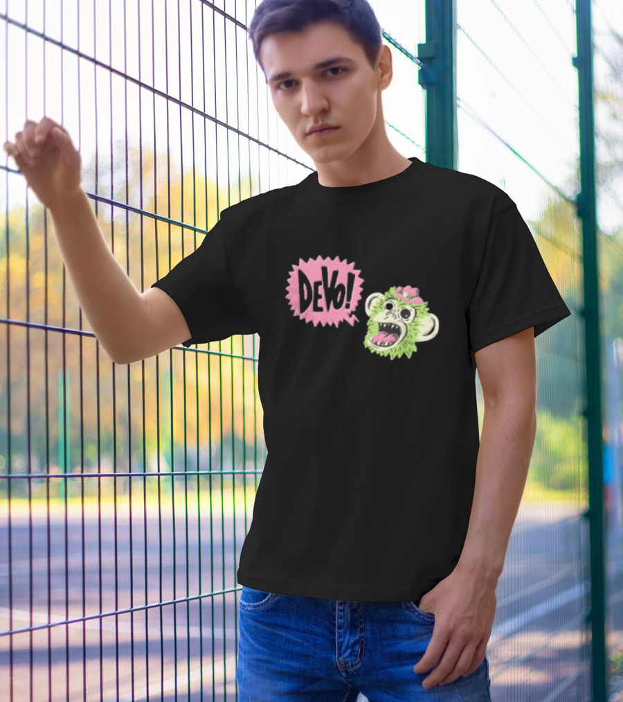 Devo Green Monkey Pink Hat T-Shirt