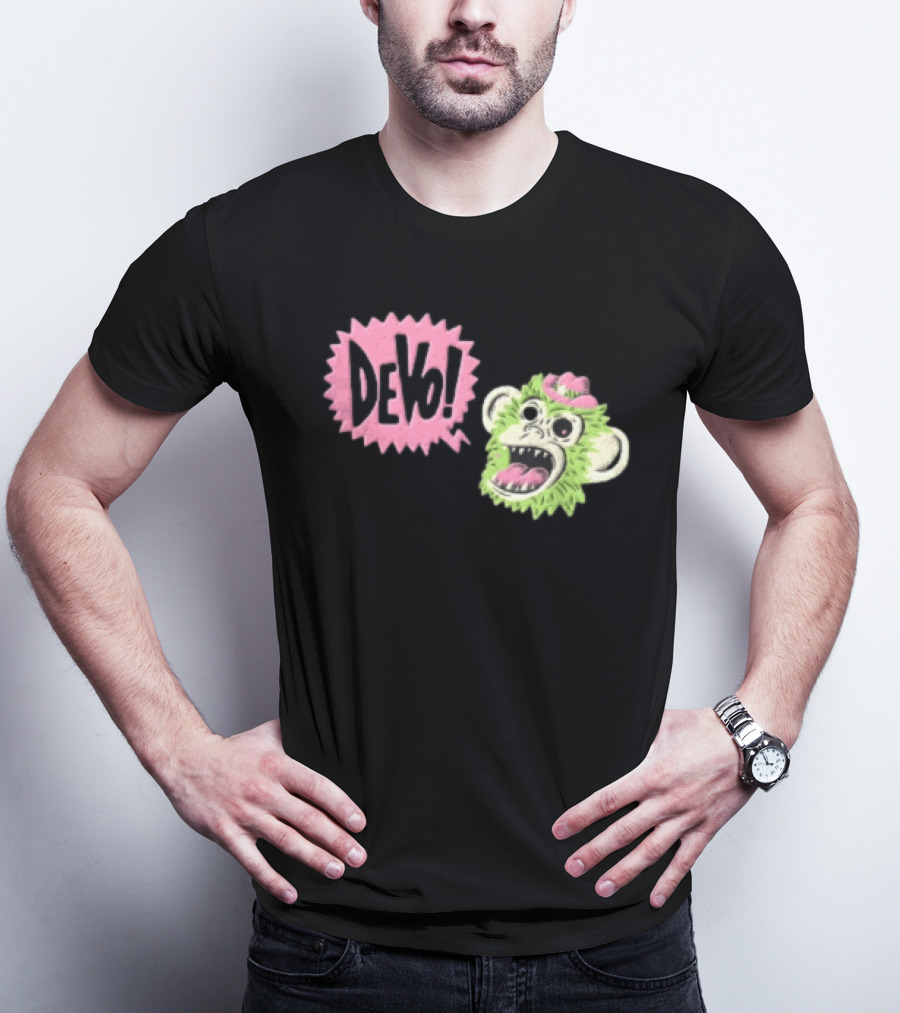 Devo Green Monkey Pink Hat T-Shirt