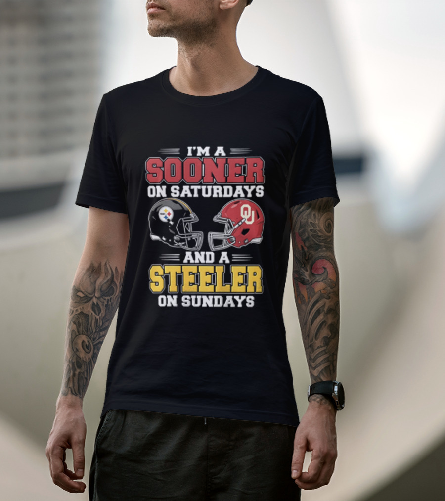 I'm A Sooner On Saturdays And A Steeler On Sundays OU And Pittsburgh Football Fan T-Shirt