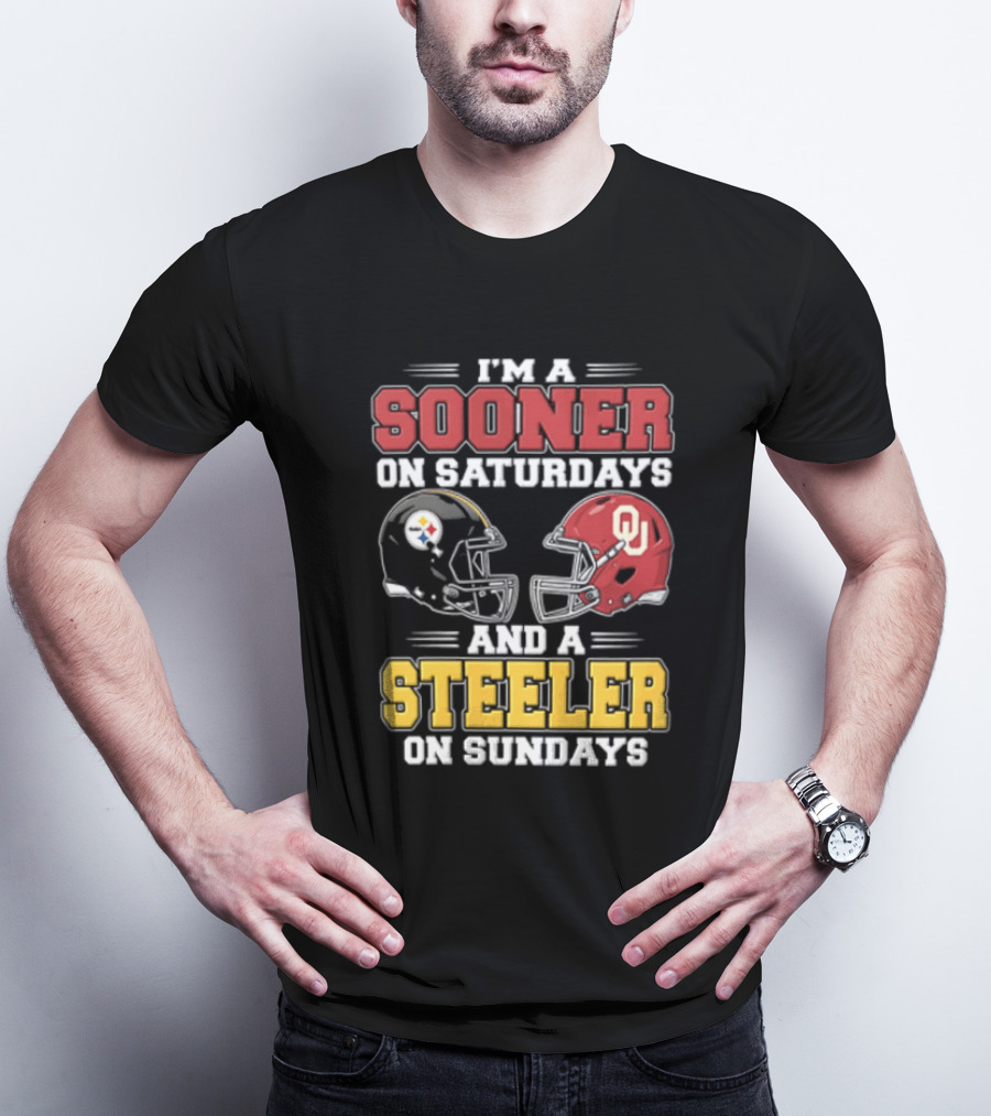 I'm A Sooner On Saturdays And A Steeler On Sundays OU And Pittsburgh Football Fan T-Shirt