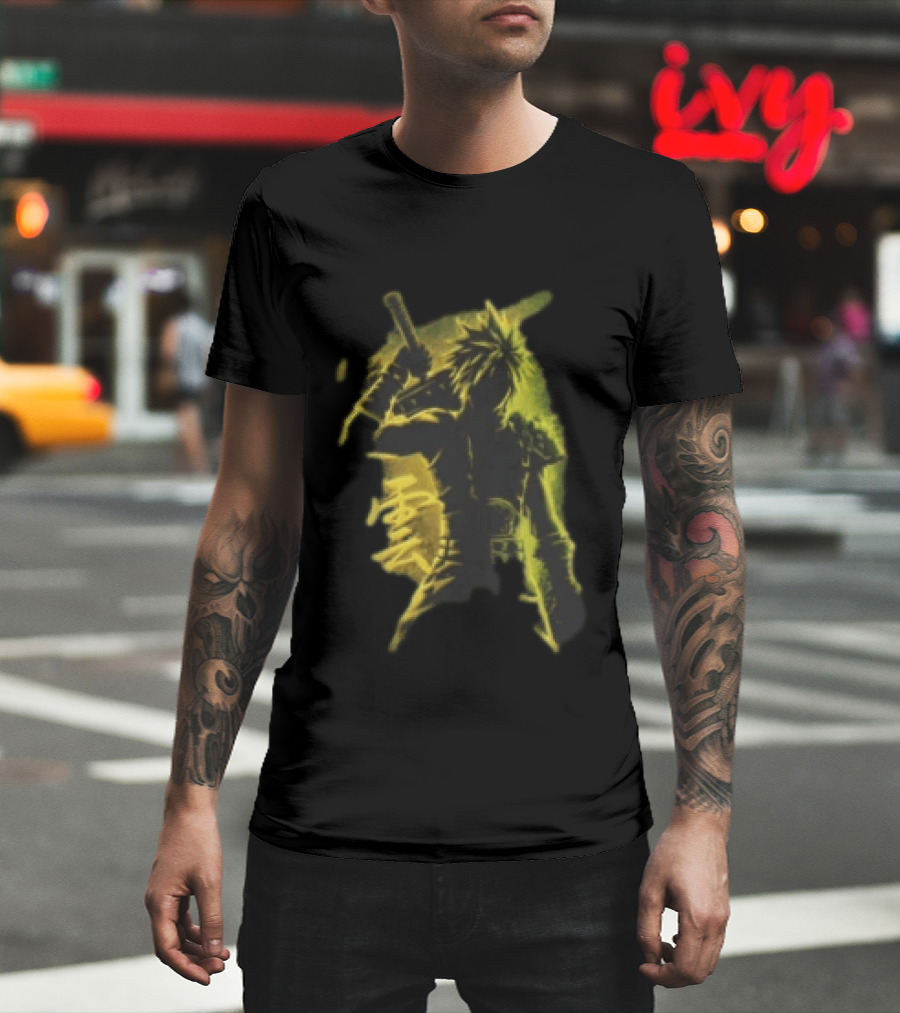 Final Fantasy Spiky Haired Warrior Sword Victory T-Shirt