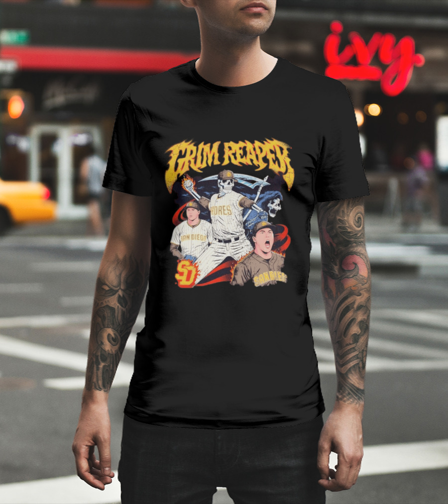 Grim Reaper Padres San Diego Baseball SD T-Shirt