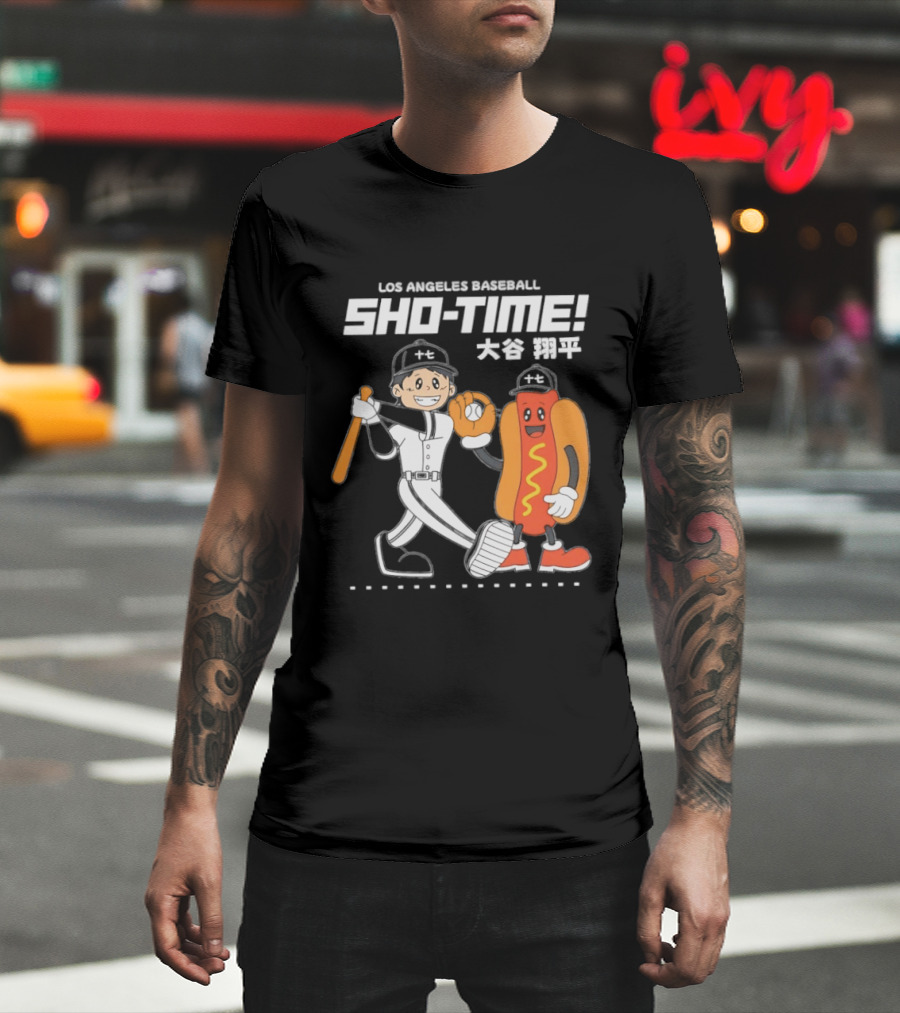 Los Angeles Baseball Sho Time Shohei Ohtani Hotdog T-Shirt