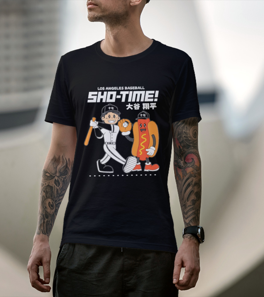Los Angeles Baseball Sho Time Shohei Ohtani Hotdog T-Shirt