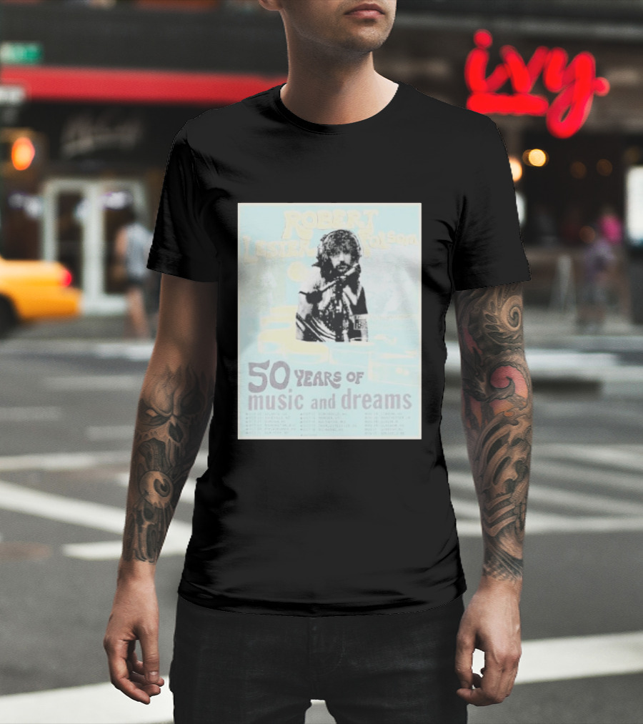 Robert Lester Folsom 50 Years Of Music And Dreams Tour 2026 Atlanta GA To Brussels BE Dates Short Black T-Shirt
