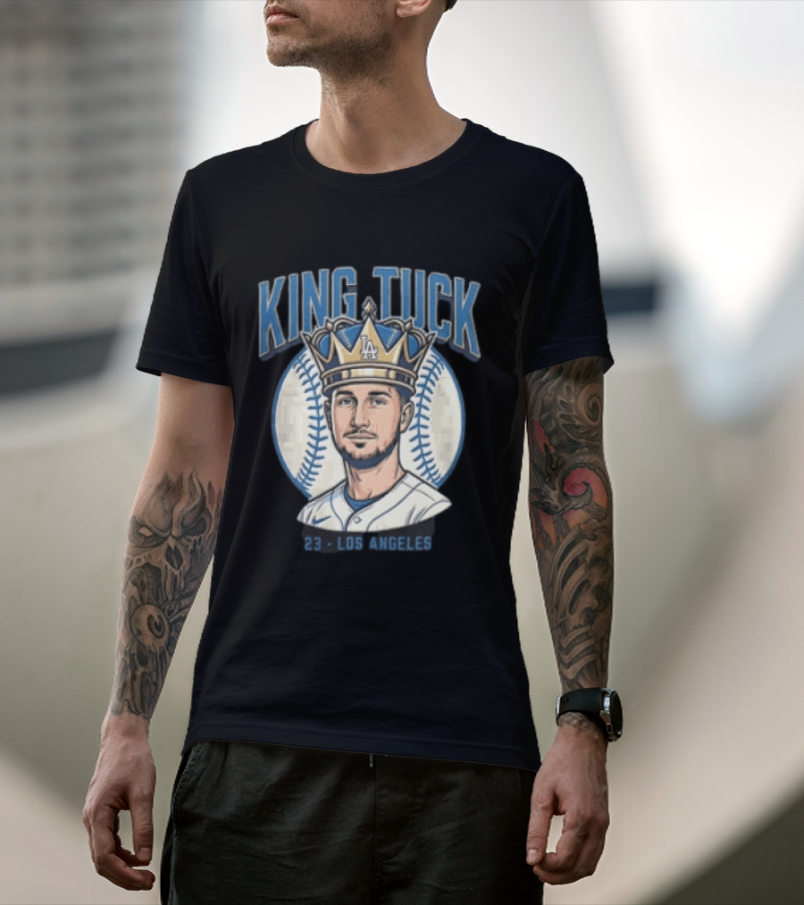 King Tuck Los Angeles Dodgers 23 Baseball Crown T-Shirt