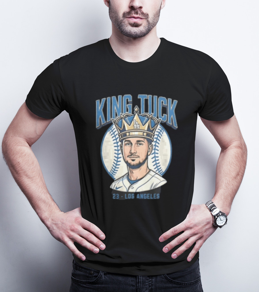 King Tuck Los Angeles Dodgers 23 Baseball Crown T-Shirt
