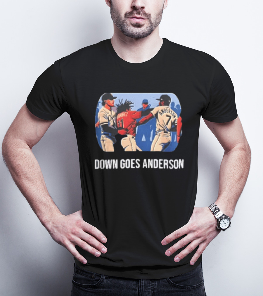 MLB Jose Ramirez Vs Tim Anderson Down Goes Anderson Baseball Fight T-Shirt