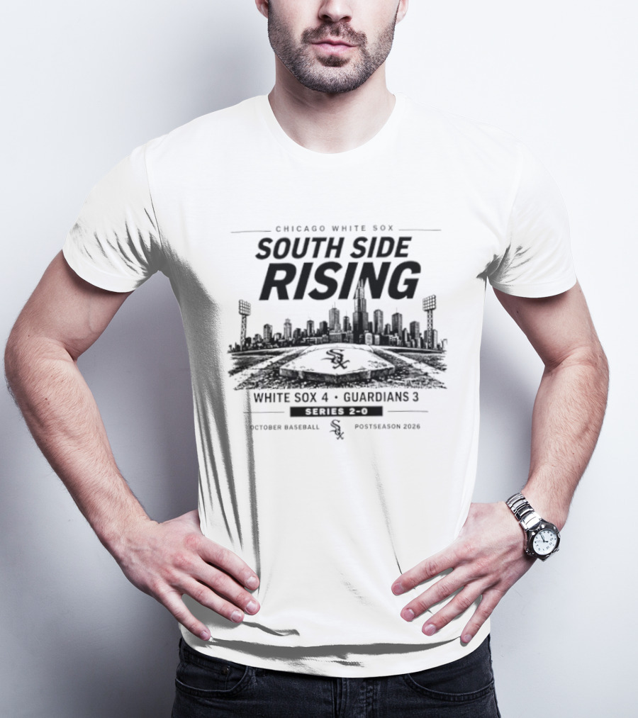 Chicago White Sox South Side Rising October Baseball Postseason White Sox 4 Guardians 3 T-Shirt