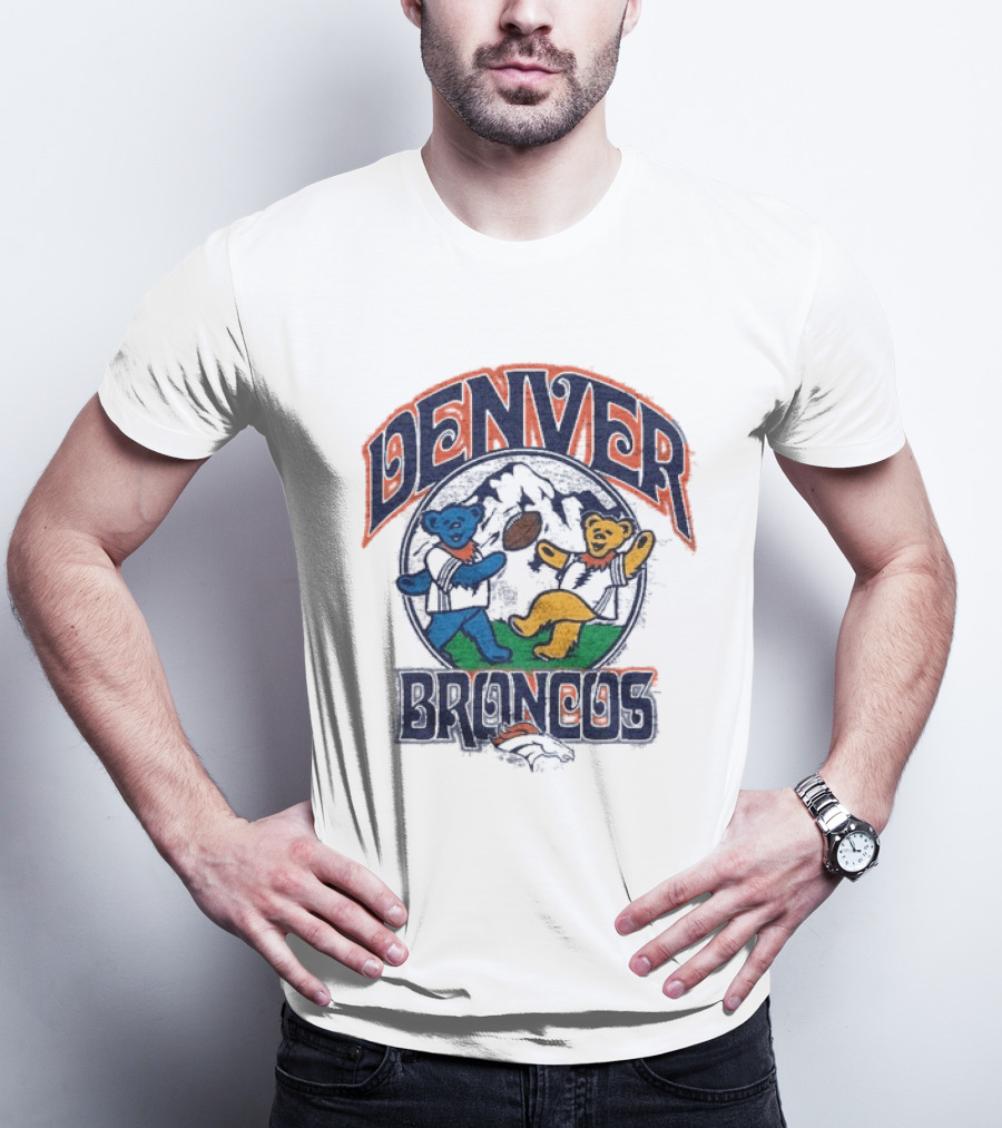 Denver Broncos Grateful Dead Dancing Bears Football T-Shirt