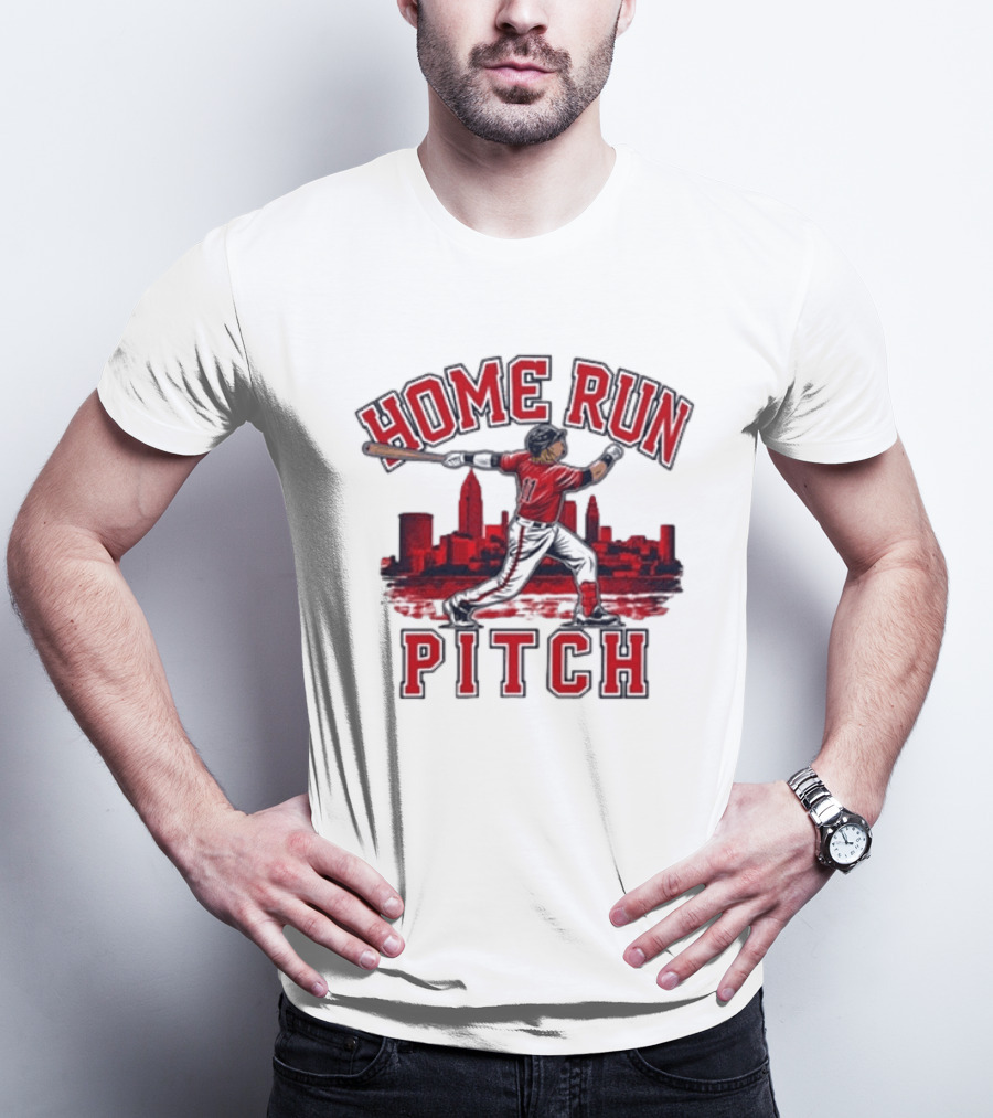 Home Run Pitch City Batter Red Skyline Sports T-Shirt