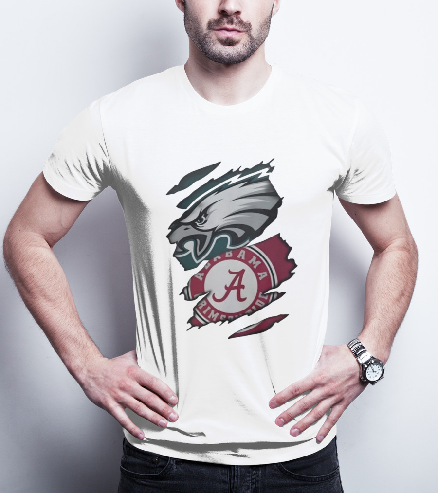 Philadelphia Eagles Alabama Crimson Tide Distressed Fan Gear T-Shirt