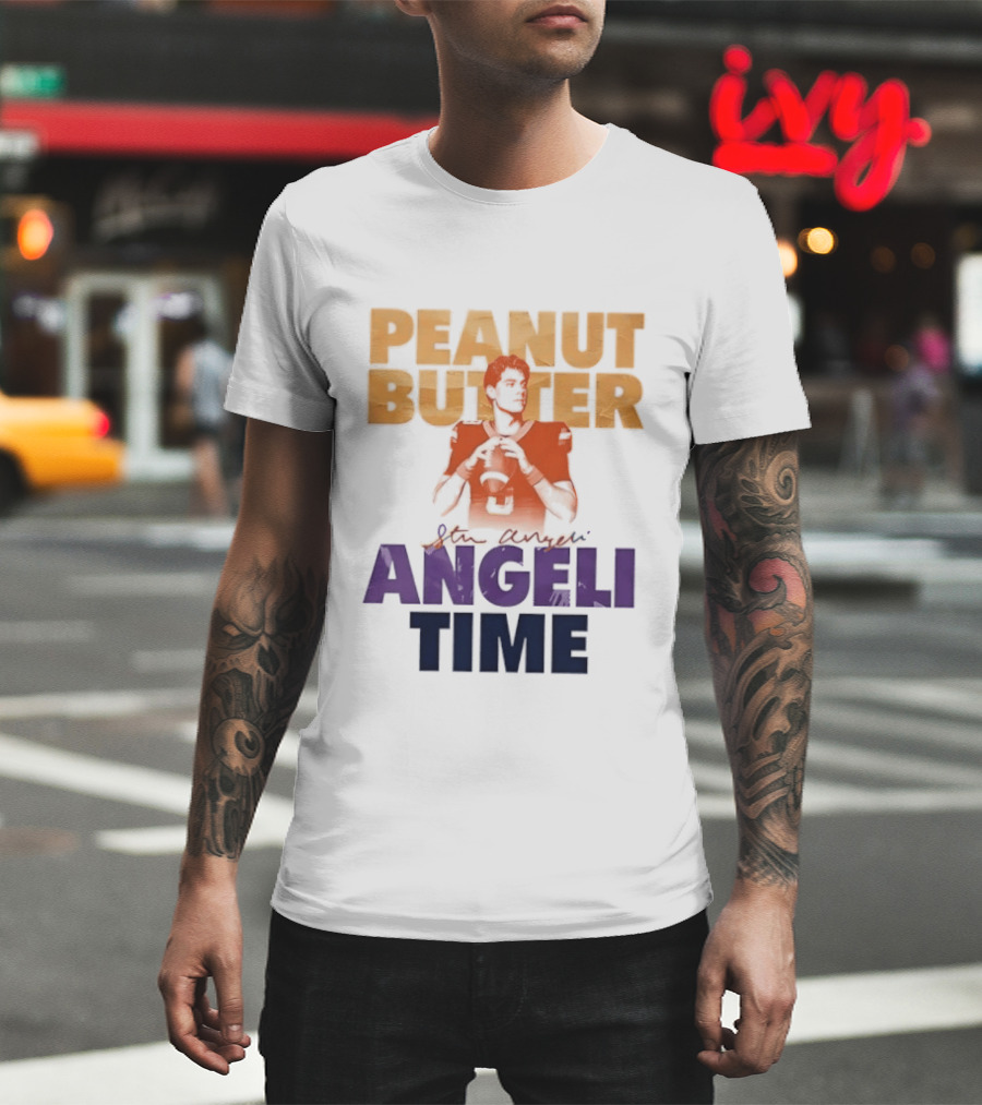 Peanut Butter Steve Angeli Time Football Player Holding Ball T-Shirt