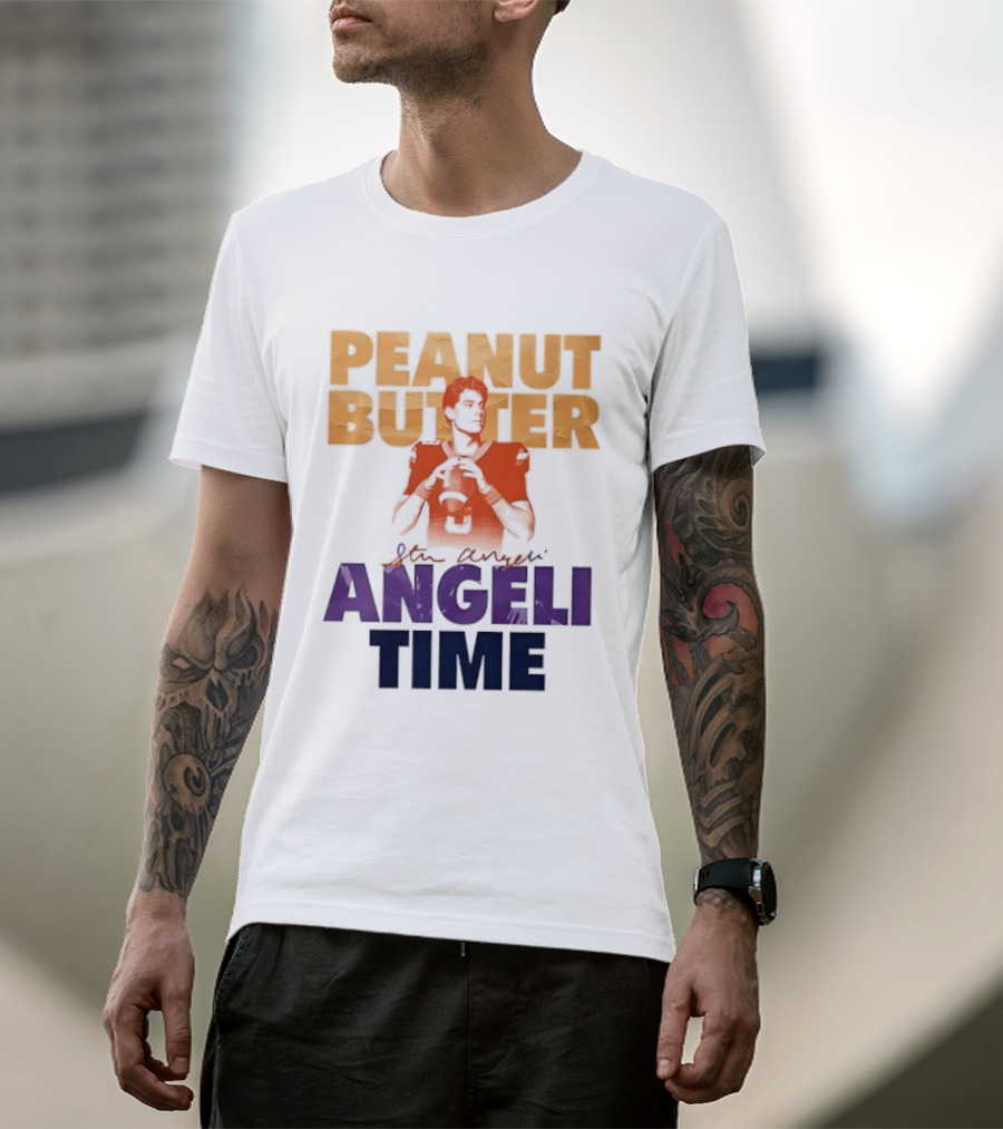 Peanut Butter Steve Angeli Time Football Player Holding Ball T-Shirt